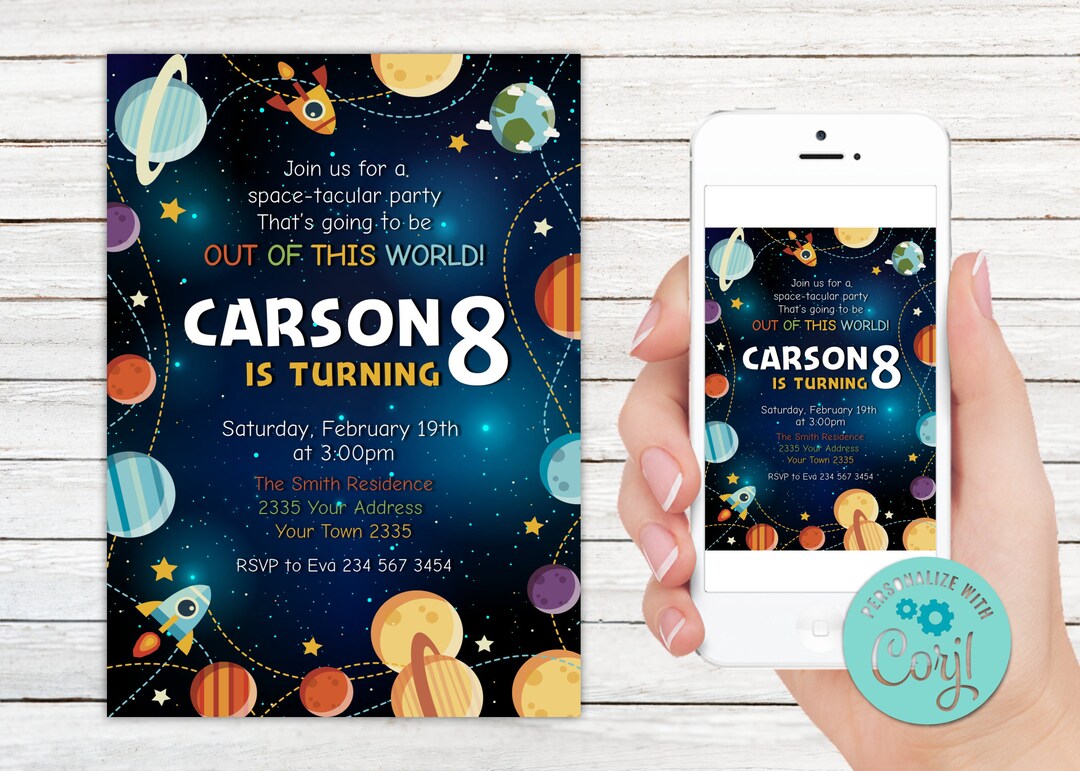Editable Planet Birthday Invitation, Outer Space Theme (digital) - Etsy