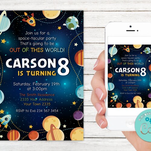 Editable Planet Birthday Invitation. Outer Space Invitation. - Etsy