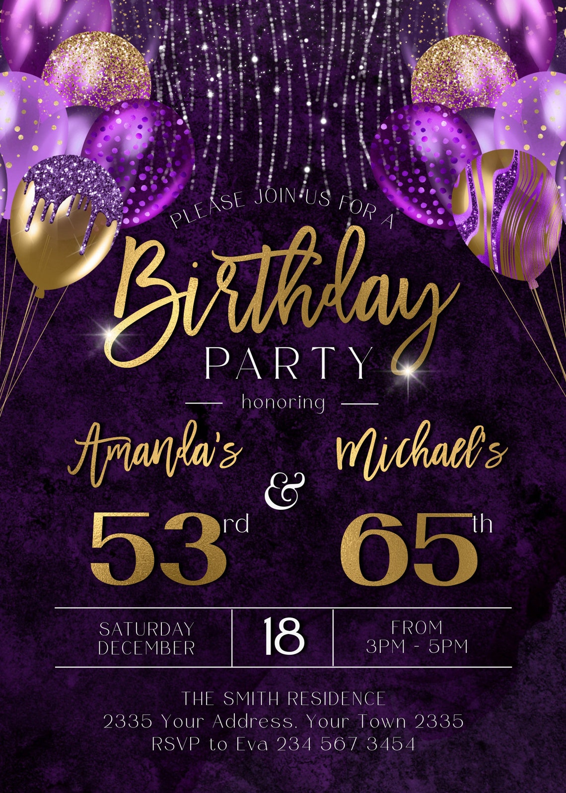 Editable Adult Joint Birthday Invitation. Joint Birthday Party - Etsy