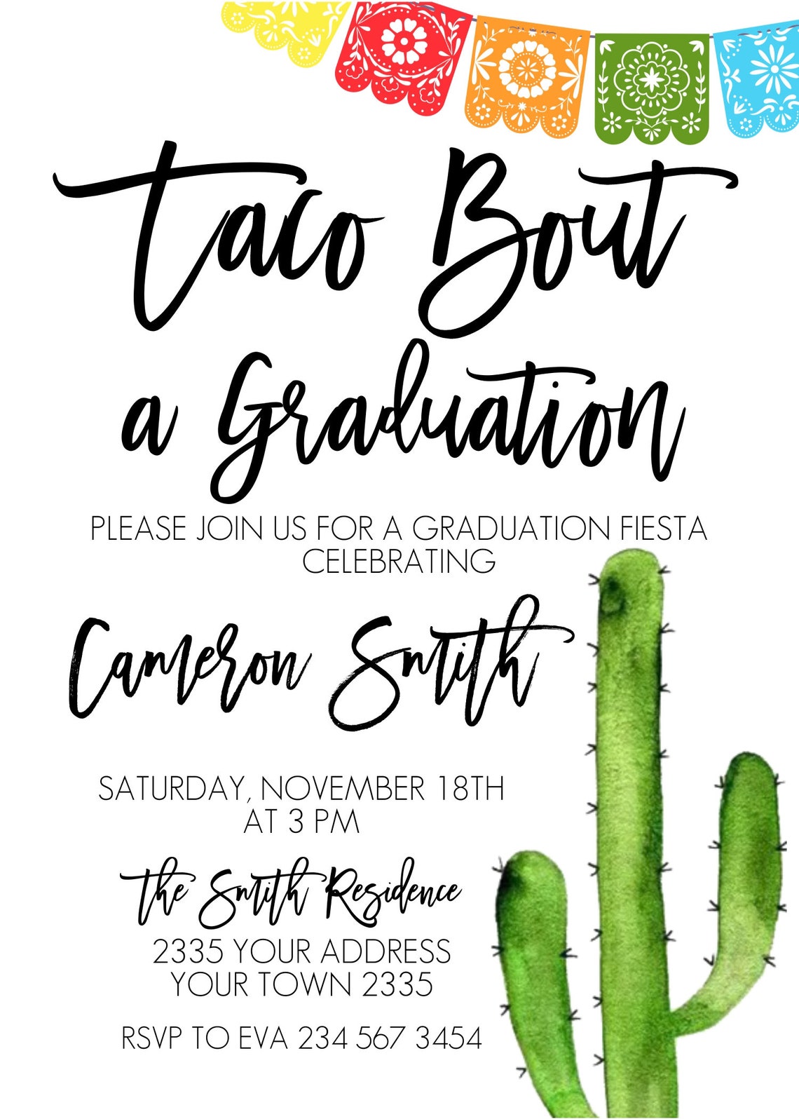 Editable Taco Bout a Graduation Celebration Invitation. Taco | Etsy