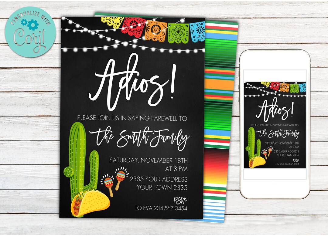 Editable Adios Farewell Party Invitation. Going Away Party Invite ...
