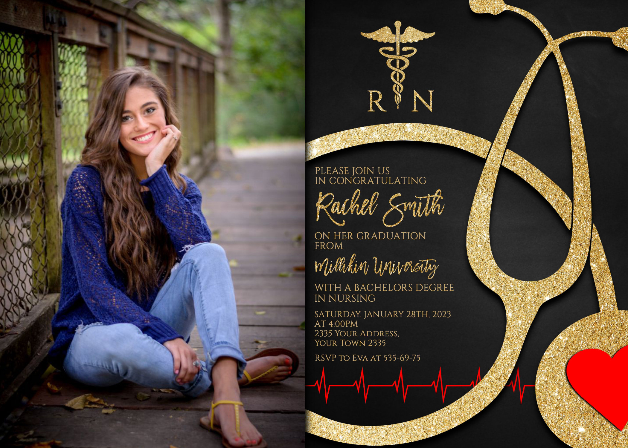 Editable Nursing Graduation Invitation. Nursing Graduation - Etsy