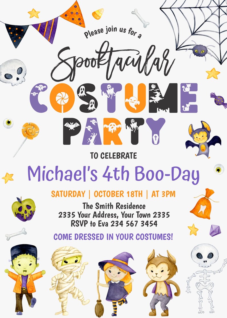 Editable Halloween Spooktacular Birthday Party Invitation. - Etsy