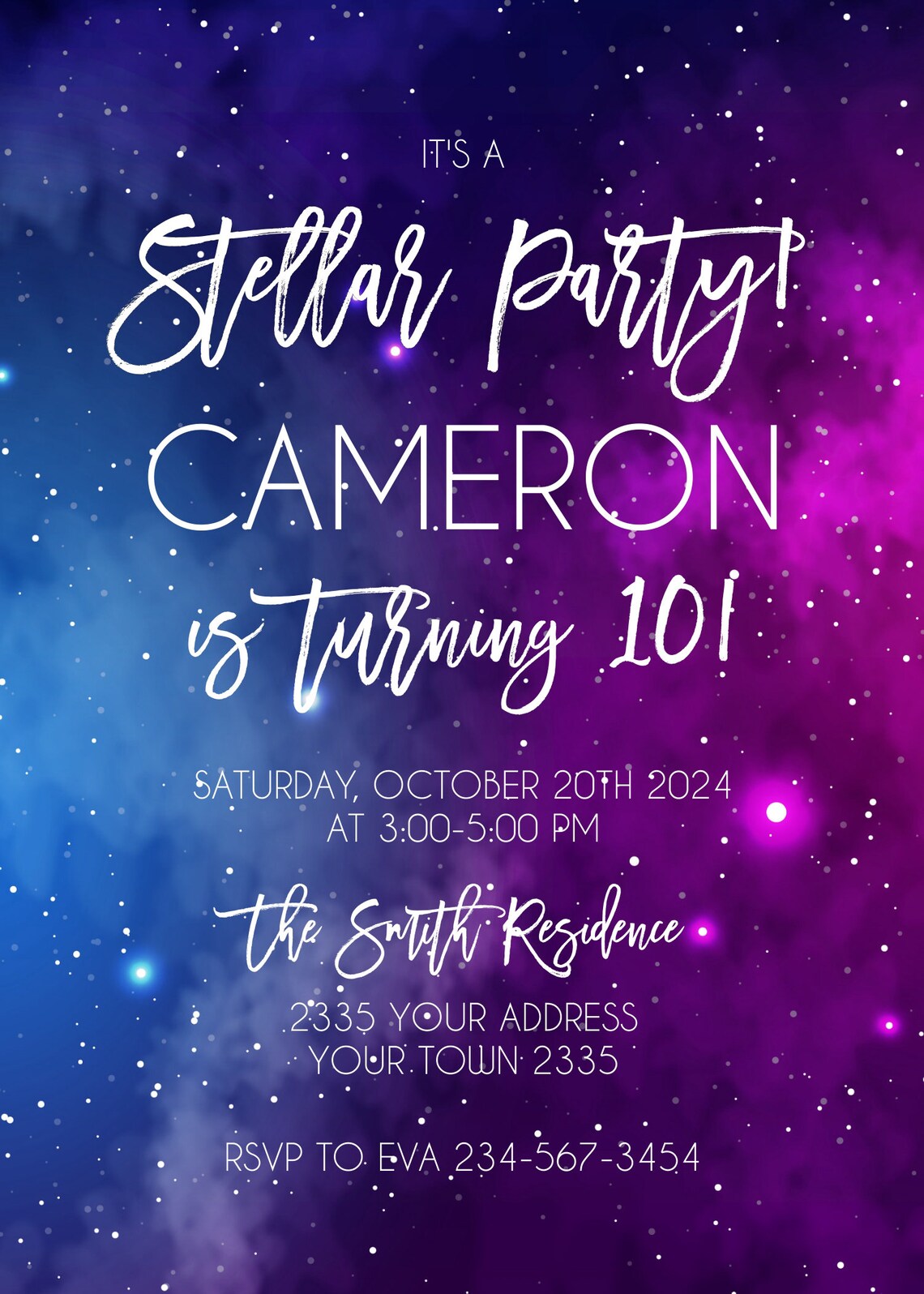 Editable Galaxy Birthday Invitation. Stellar Party Invitation. - Etsy