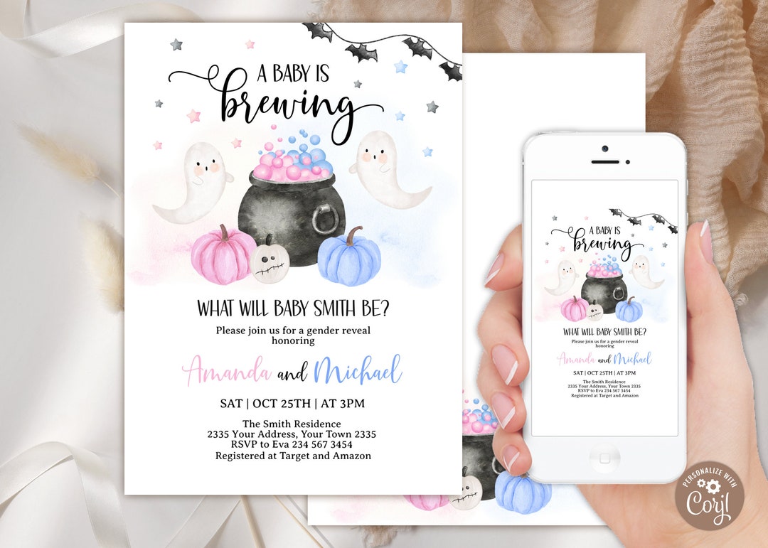 Editable Halloween Brewing Baby Shower Invitation. A Baby is Brewing ...