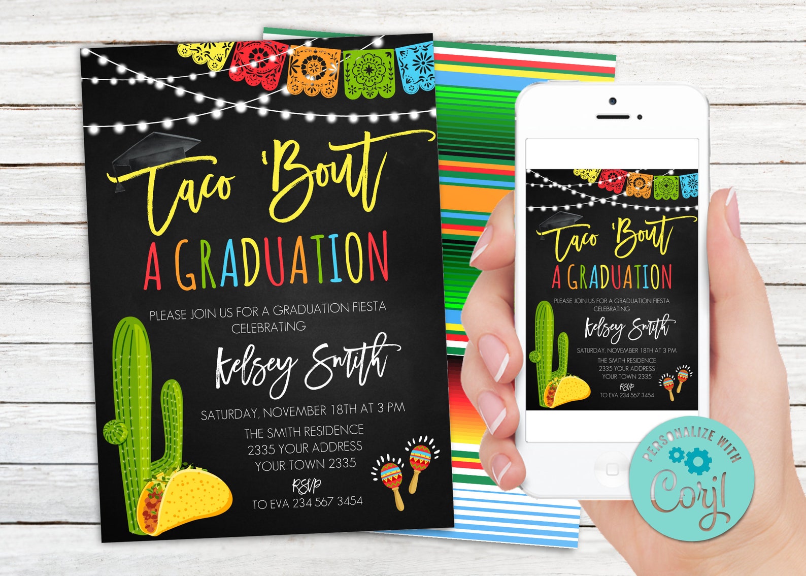 Editable Taco 'bout a Graduation Celebration Invitation. - Etsy