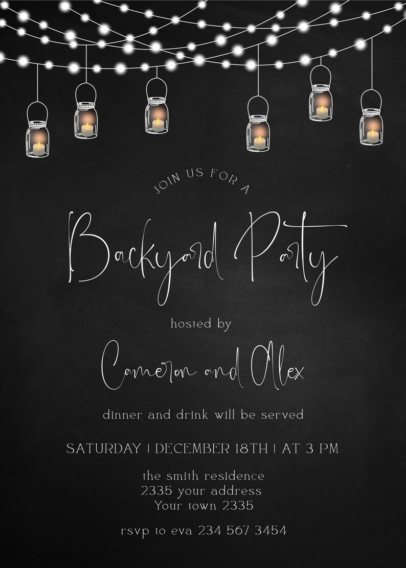 Editable Backyard Party Invitation. Housewarming Party. - Etsy