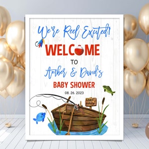 Editable Fishing Baby Shower Welcome Sign (digital) - Etsy