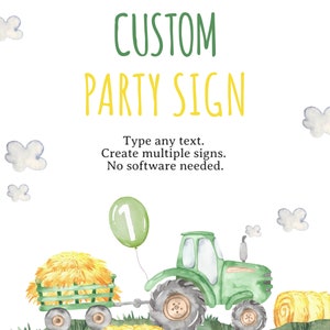 Editable Green Tractor, Bales of Hay Birthday Invitation Bundle ...