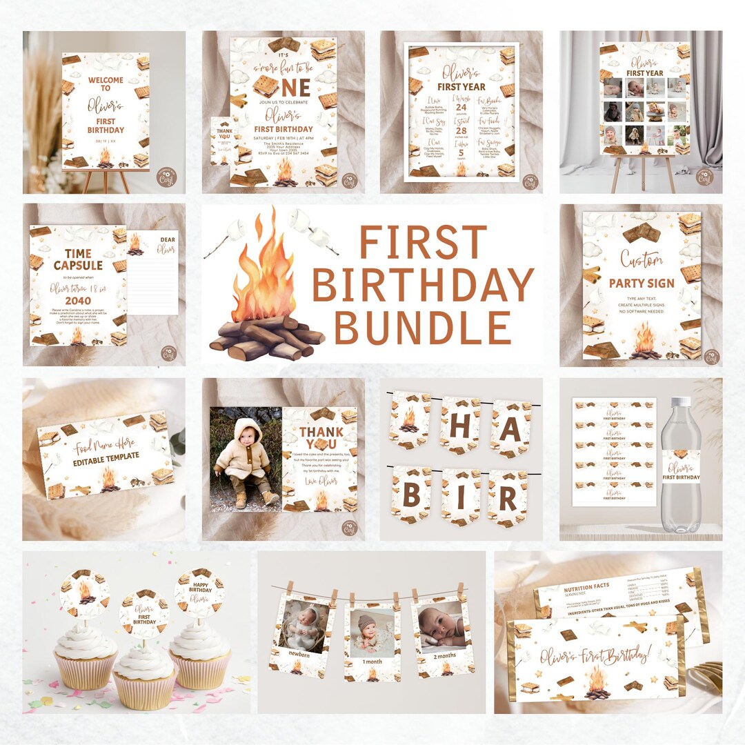 Editable Smore Fun to Be One Birthday Party Bundle. First Birthday ...