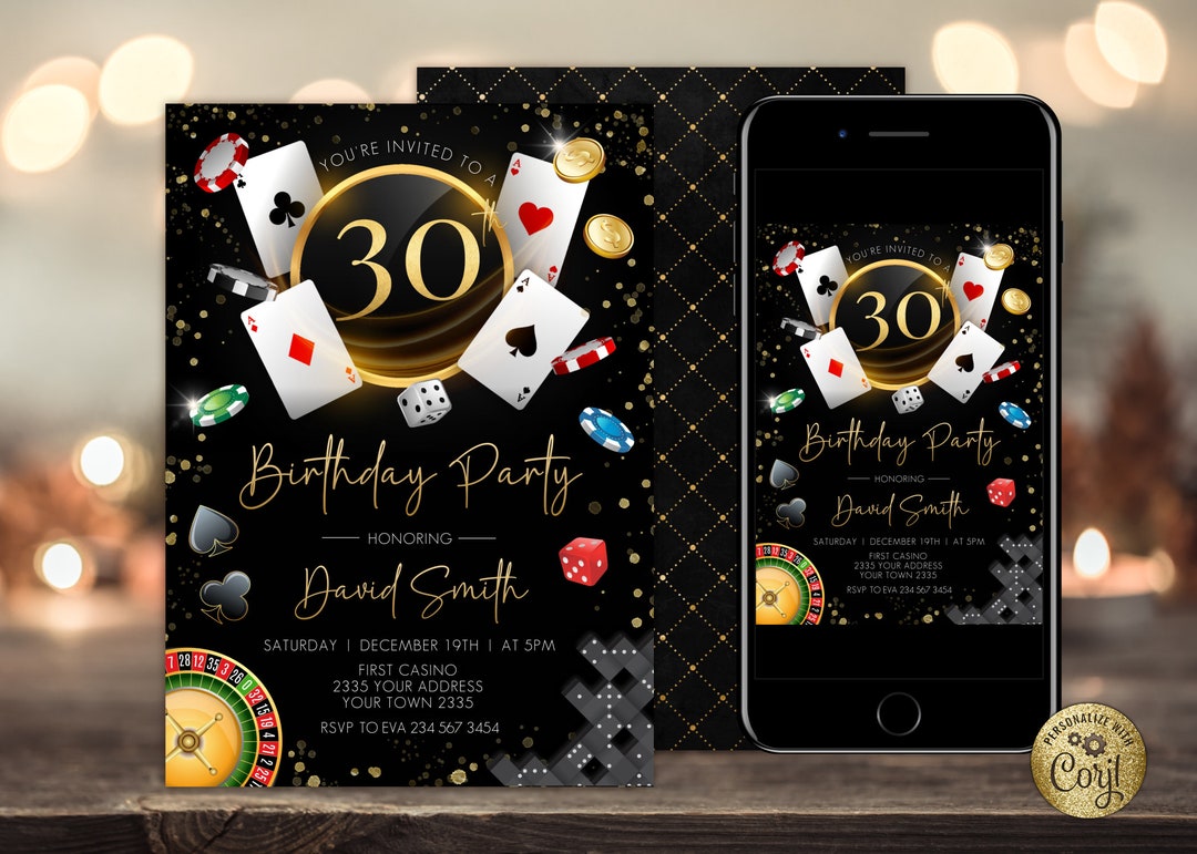 Editable Casino Birthday Invitation. Poker Birthday Invitation. Casino ...