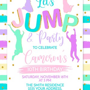 Editable Jump Birthday Invitation. Let's Jump Party - Etsy