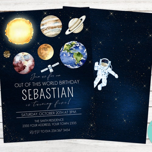 Editable Planet Birthday Invitation. Outer Space Invitation. - Etsy