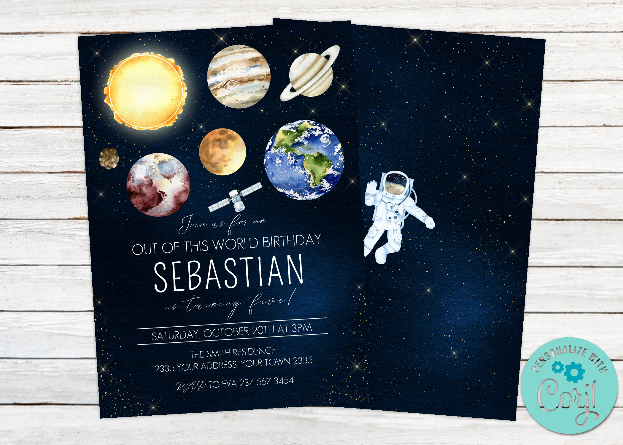Editable Planet Birthday Invitation. Outer Space Invitation. - Etsy