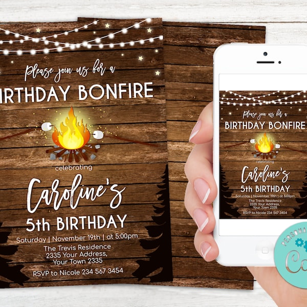 Campfire Invitations - Etsy