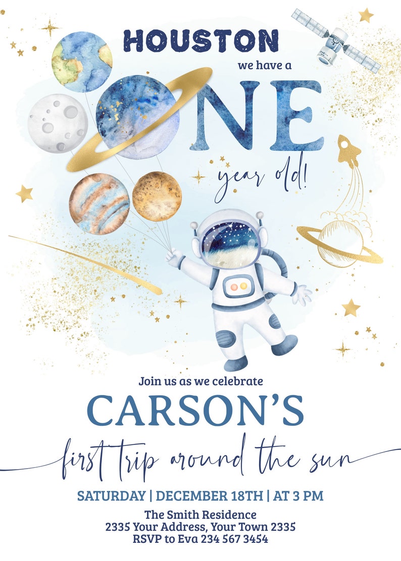 Editable Planet Birthday Invitation Outer Space Invitation Etsy