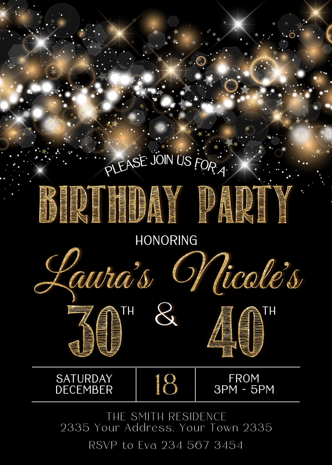 Editable Adult Joint Birthday Invitation. Joint Birthday Party - Etsy