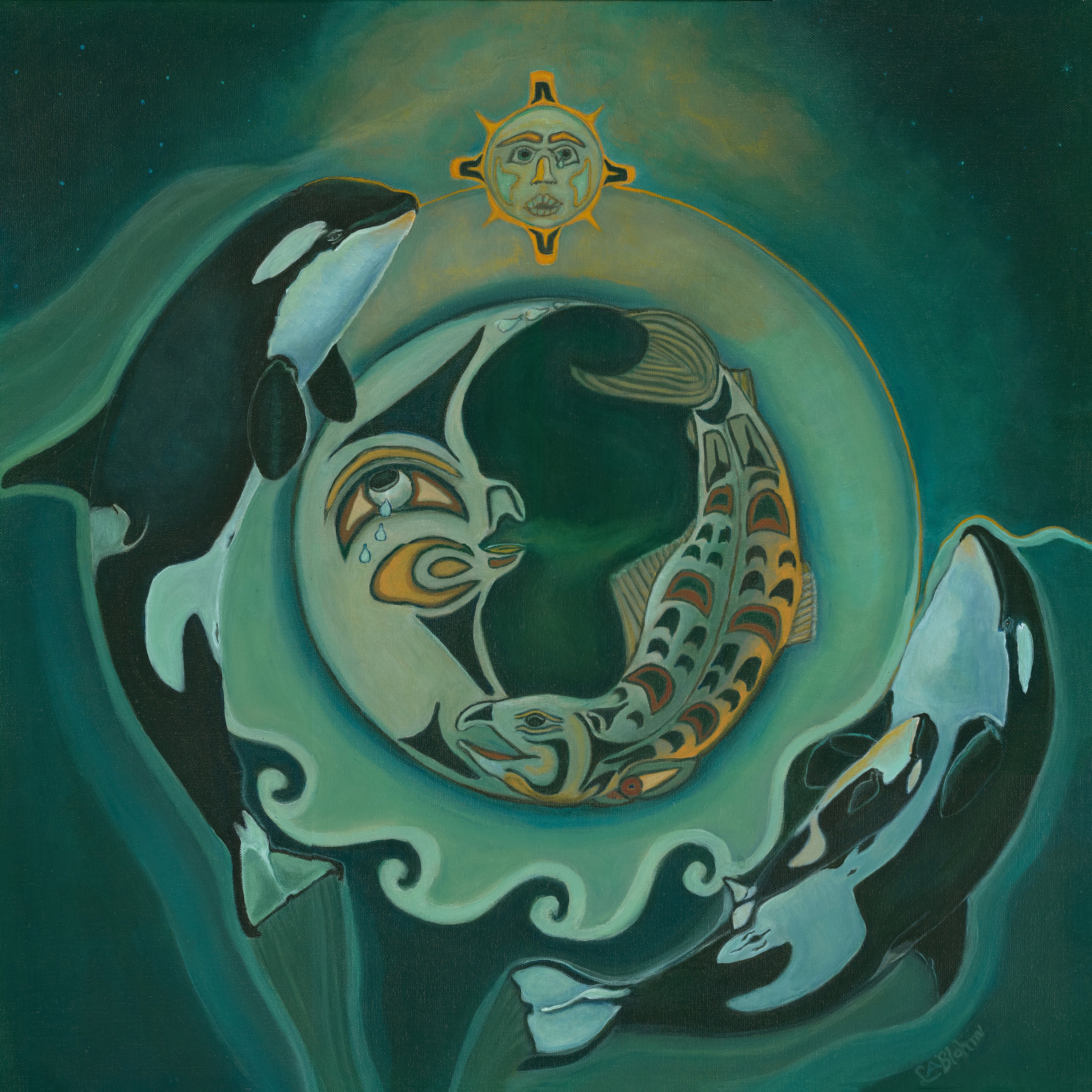 Southern Resident Orca Killer Whale Commemorative Set Art Card in 5 X 5 ...