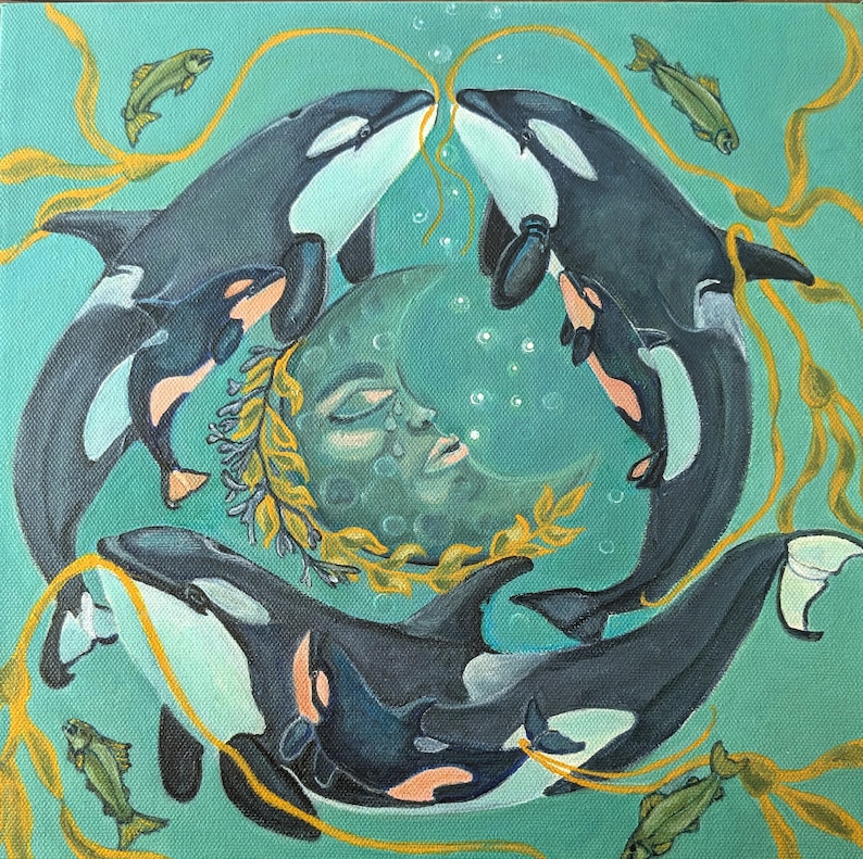 Killer Whale Art Card Southern Resident Orcas, Commemoration of Calves ...