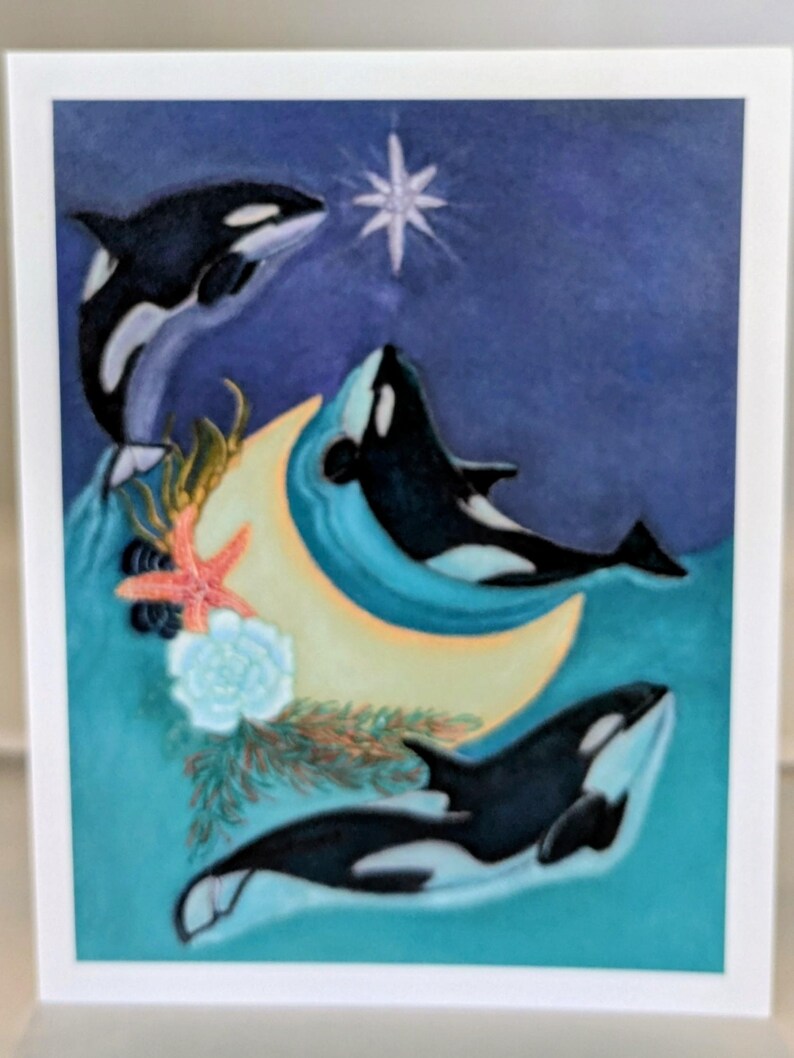 Southern Resident Orcas, Killer Whale, Pastel Art, Orca Holiday Cards ...