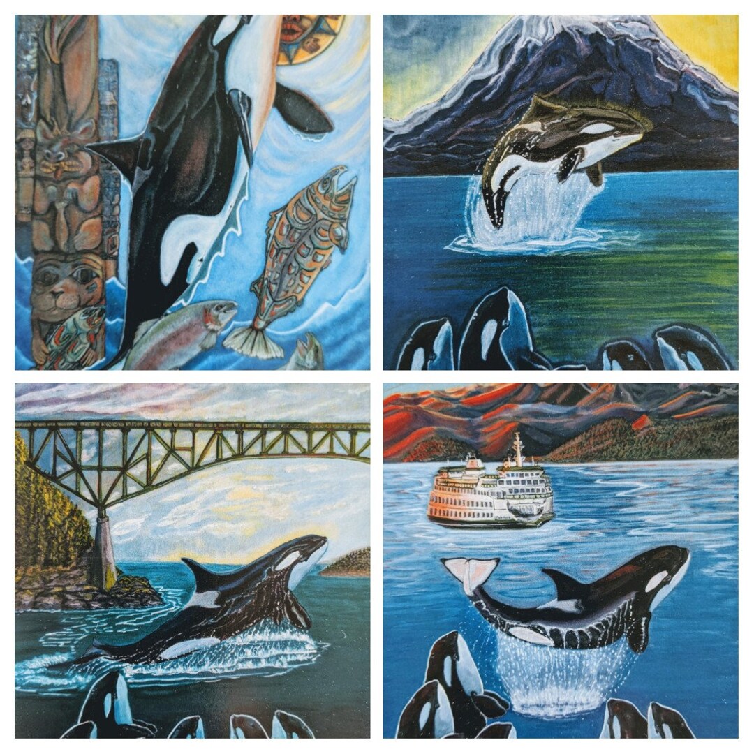 Orca Art Postcards 5 Total, Orca Anti-captivity Fundraiser for Orca ...
