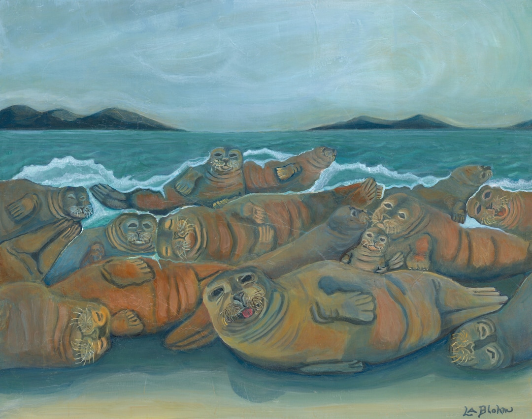Original 16 X 20 Acrylic Painting of Harbor Seals, Art With Seals ...