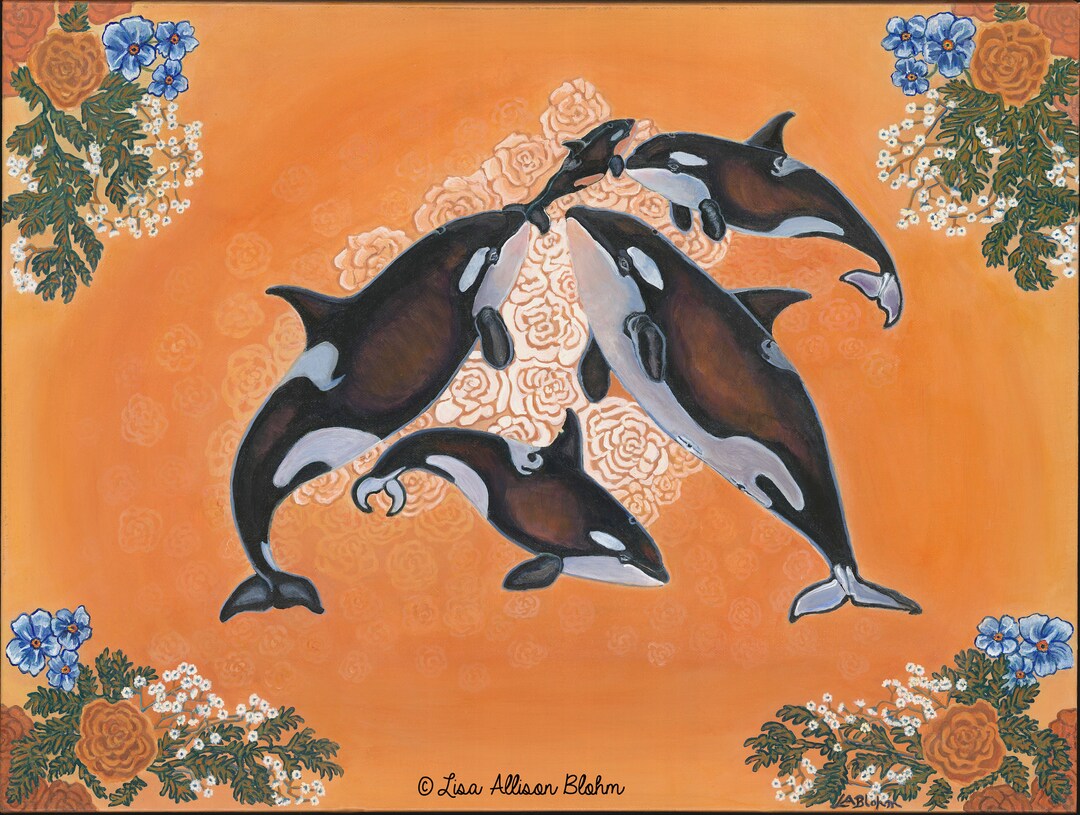 Original Painting 18" X 24" Killer Whale, Southern Resident Orca Art ...