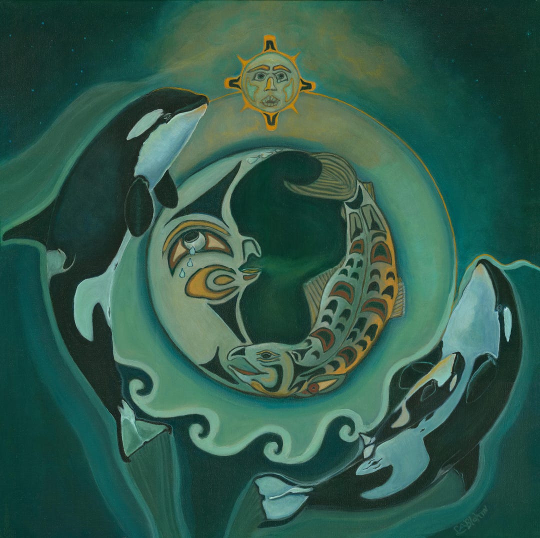 Killer Whale Art 16 X 16" Canvas Print, Southern Resident Orcas ...