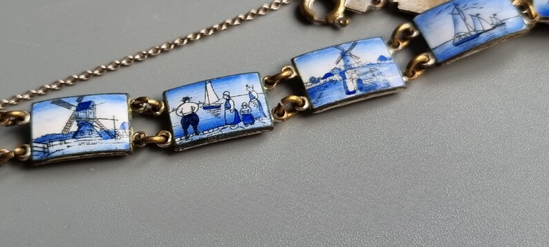 Art Deco Antique Dutch Delft Blue and White Enamelled Scenic Panels ...