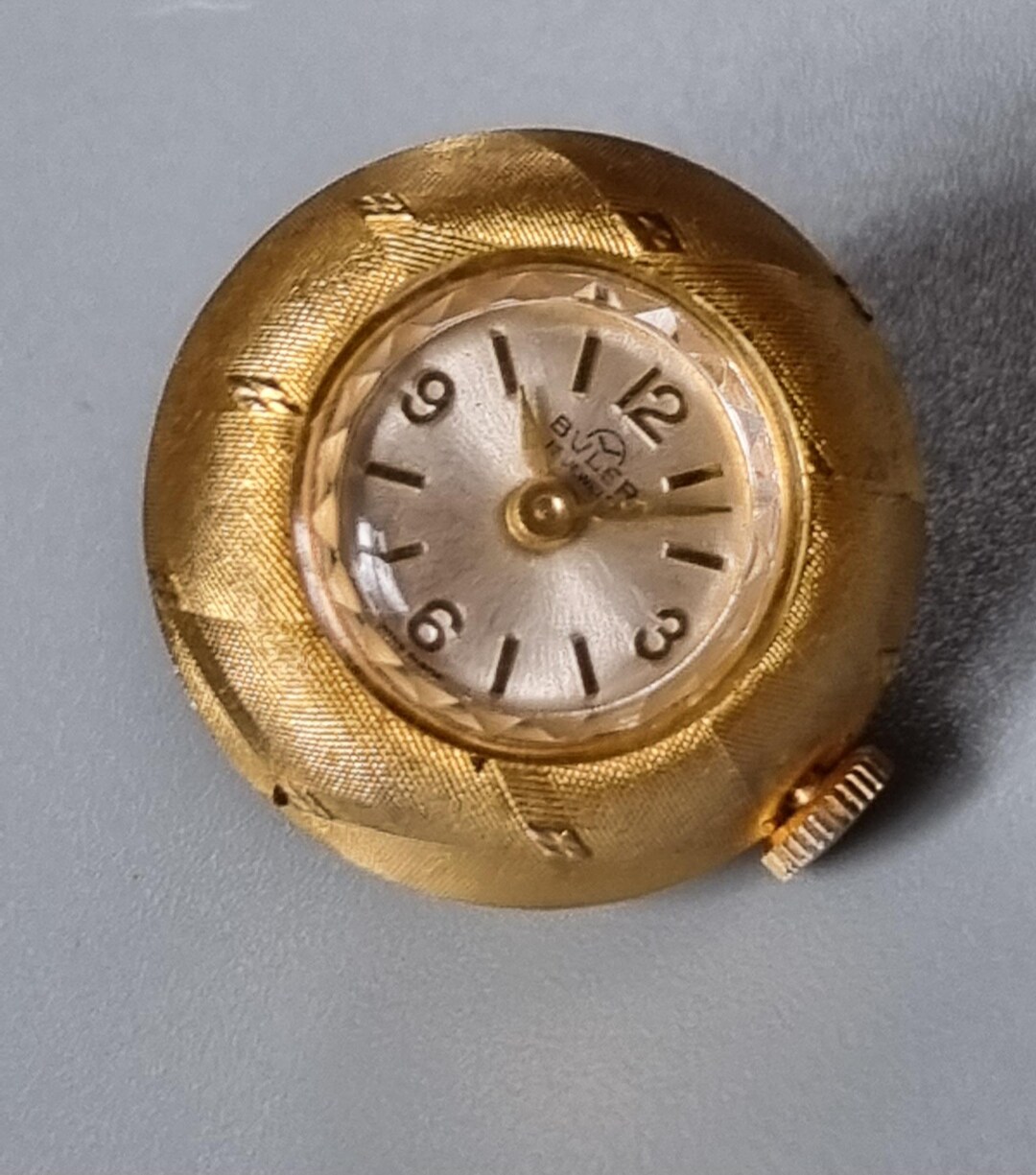 Vintage BULER 17 Jewels Swiss Watch Ball Pendant Gold Tone Engine ...