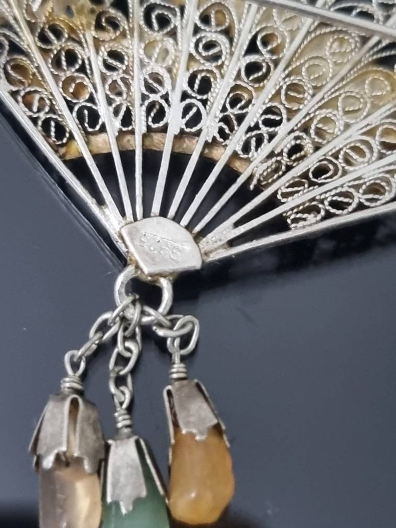 Chinese Export and Gemstones Antique Fan Brooch Early - Etsy