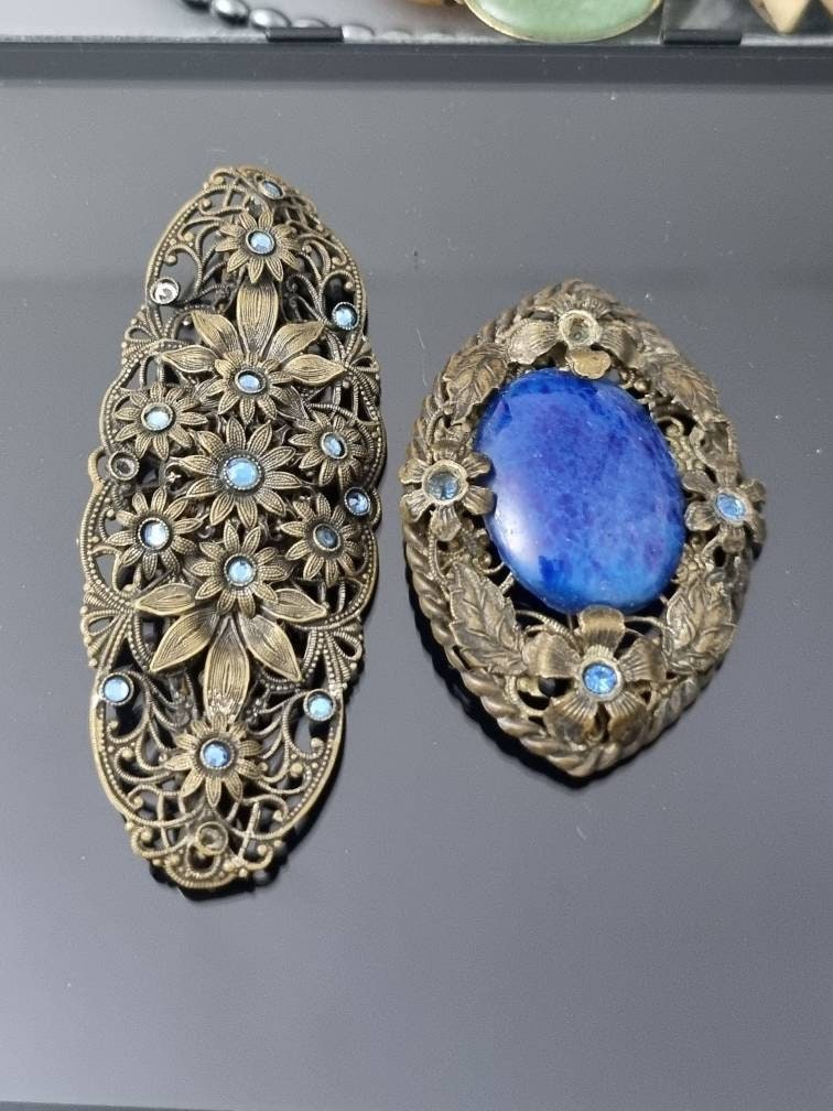 1920's Czech NEIGER Bros Vintage Lapis Blue and Sapphire Blue Glass ...