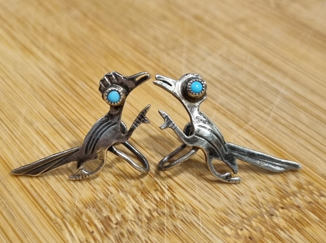 Vintage Zuni Southwest Zuni Sterling Silver and Turquoise Cabochon ...
