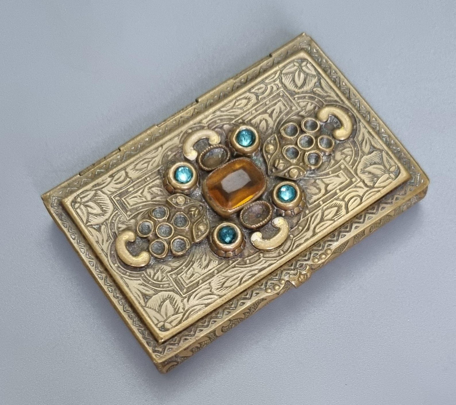 1920's Bohemian Czech Bejewelled Blue and Brown Topaz Paste Art Deco ...