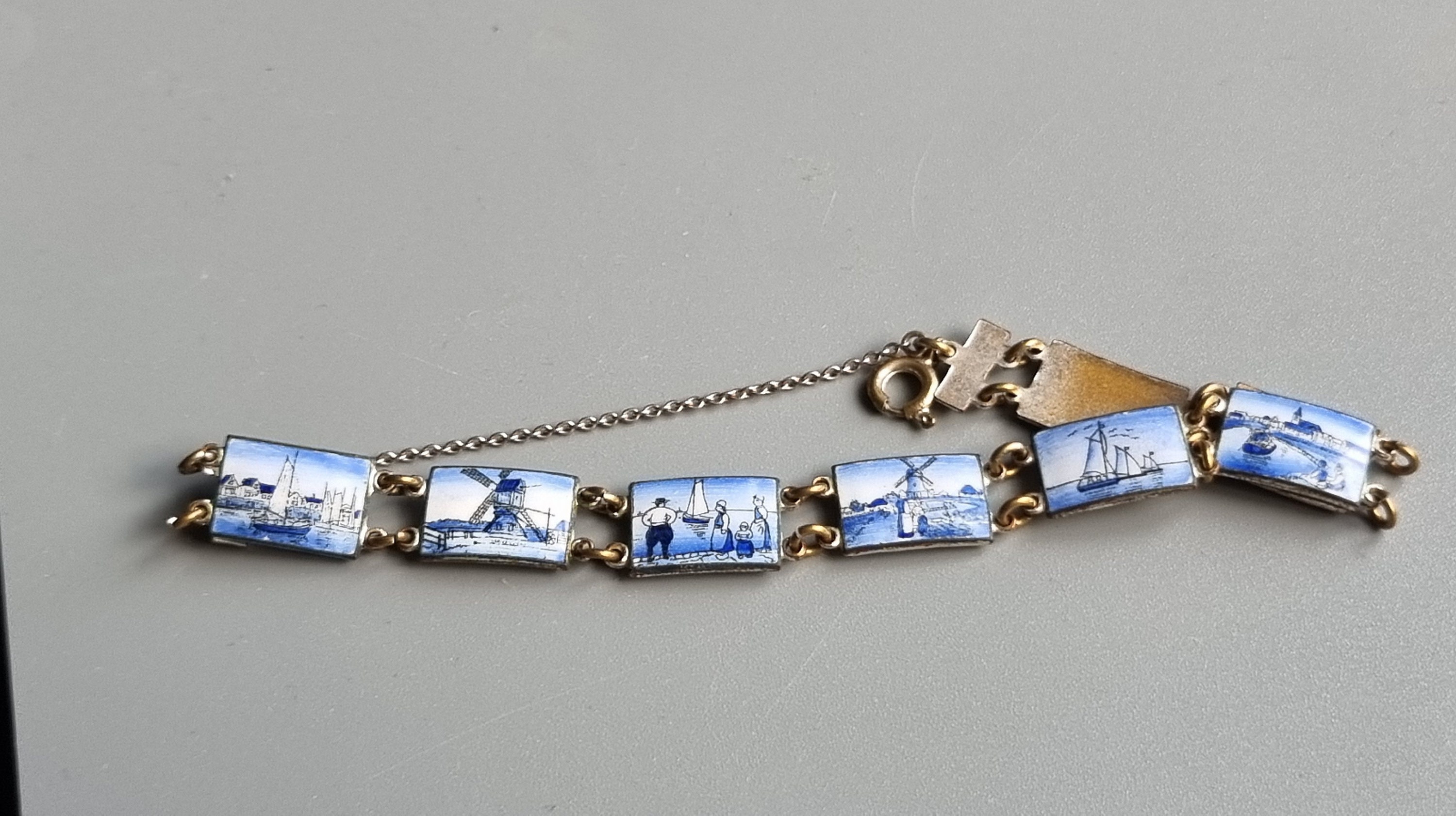 Art Deco Antique Dutch Delft Blue and White Enamelled Scenic Panels ...