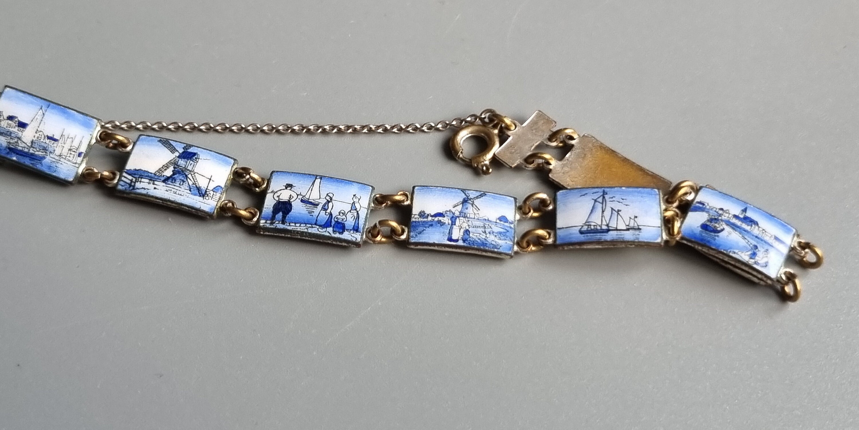 Art Deco Antique Dutch Delft Blue and White Enamelled Scenic Panels ...