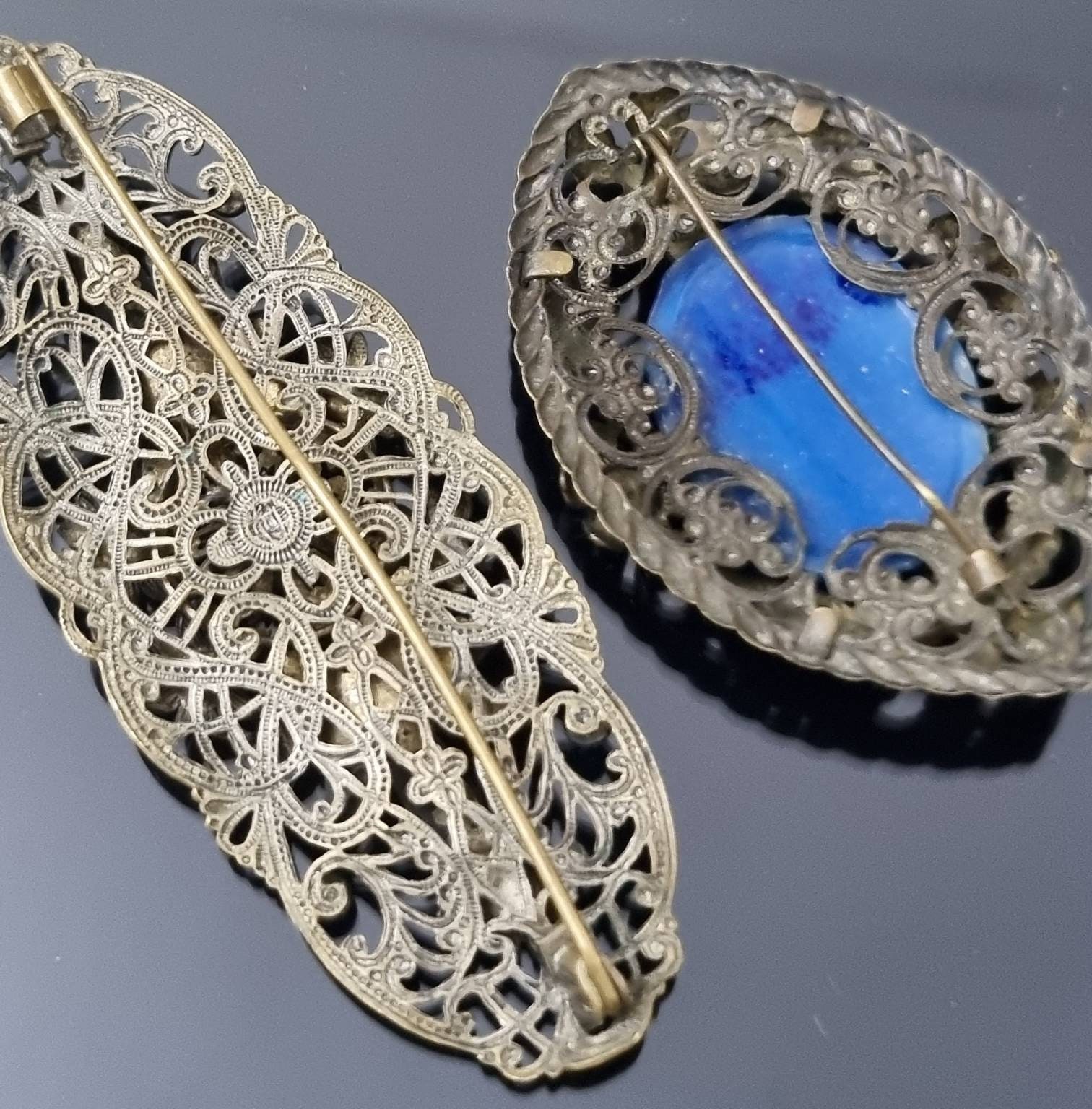 1920's Czech NEIGER Bros Vintage Lapis Blue and Sapphire Blue Glass ...