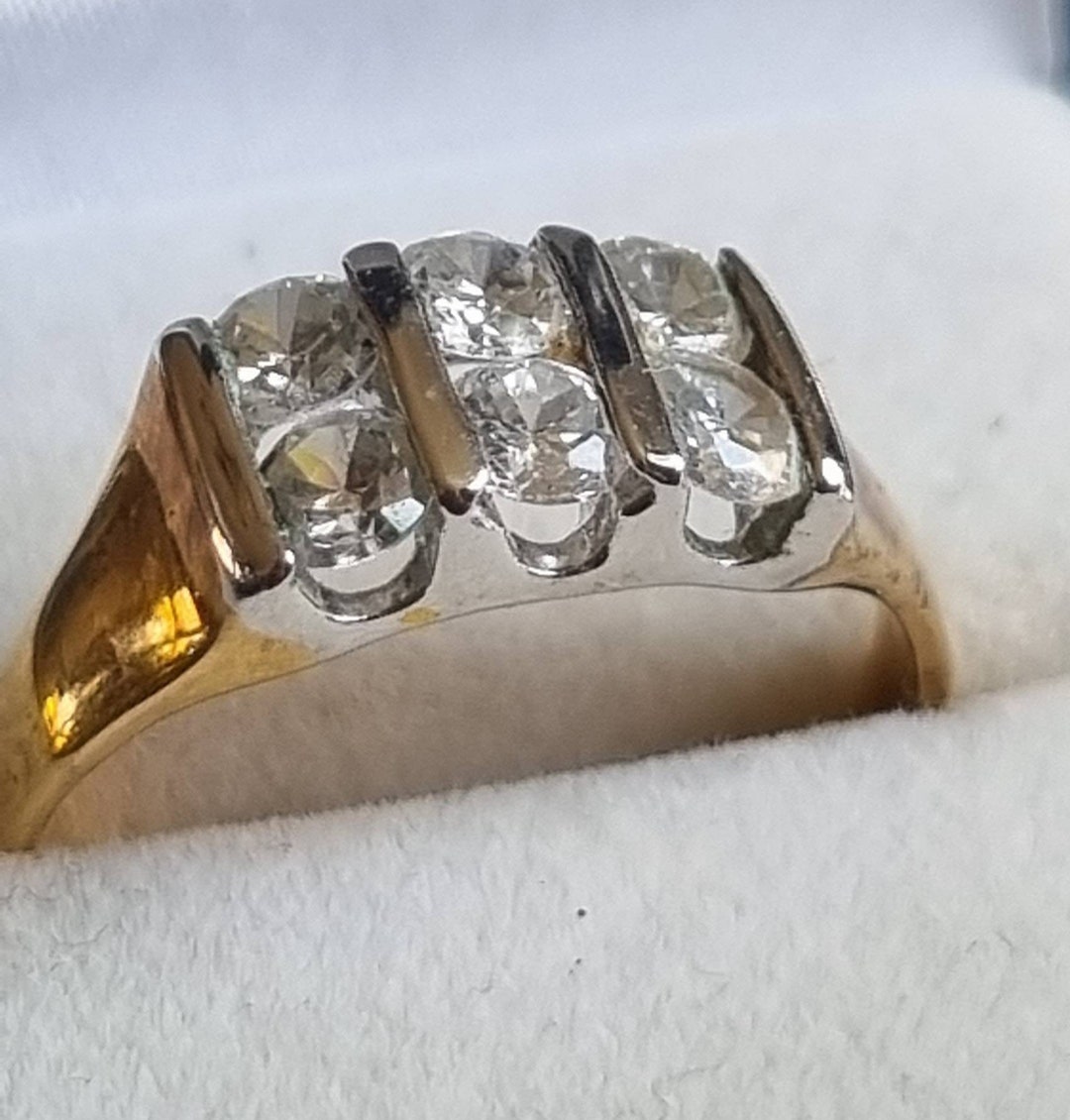 1930's 18K Gold Filled Signet(?) Ring With Channel Set Clear Stones ...