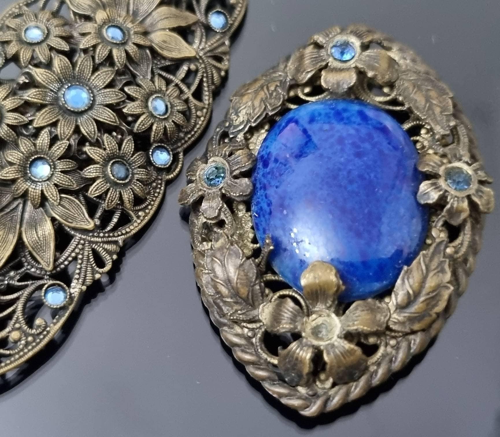 1920's Czech NEIGER Bros Vintage Lapis Blue and Sapphire Blue Glass ...