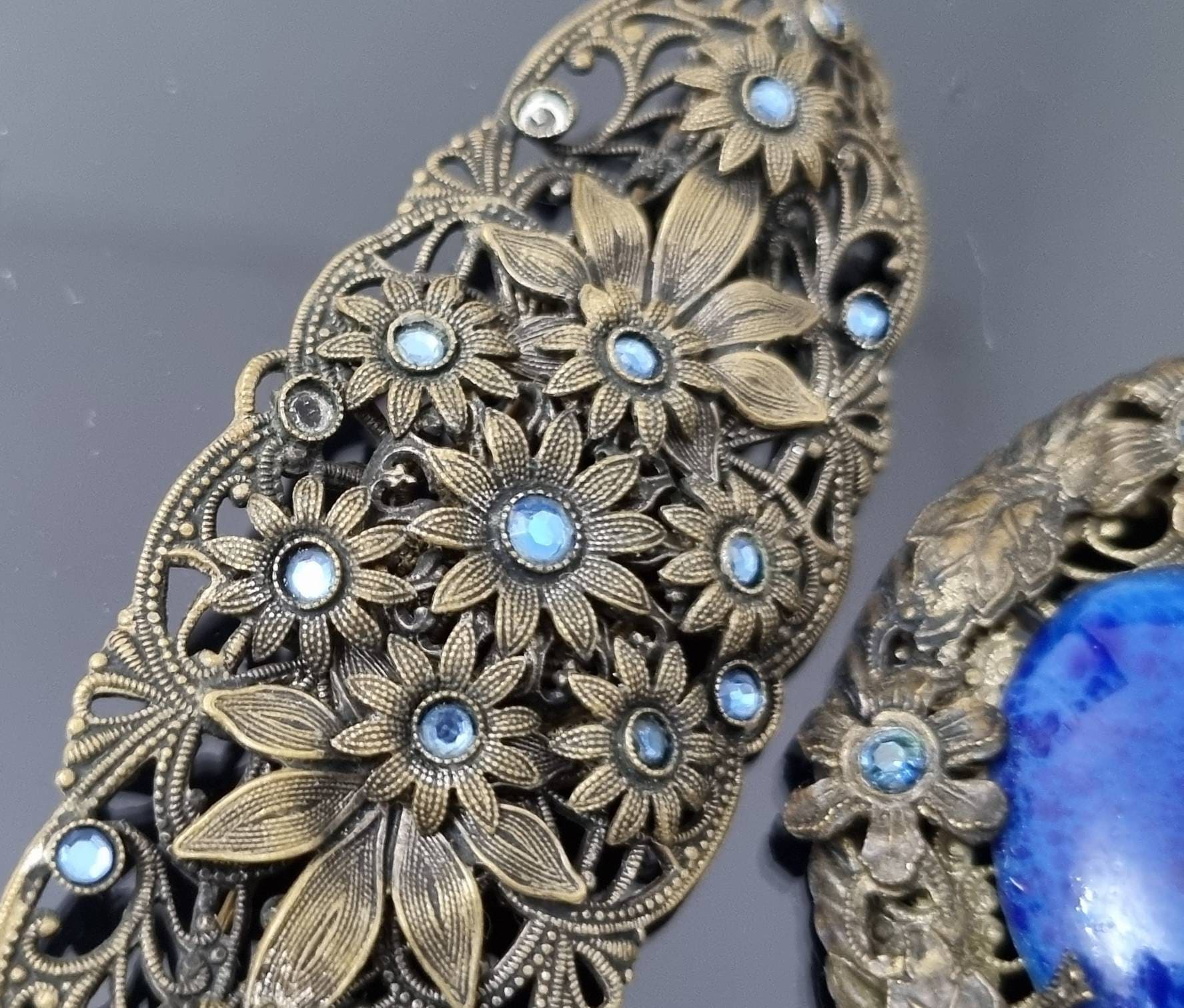 1920's Czech NEIGER Bros Vintage Lapis Blue and Sapphire Blue Glass ...