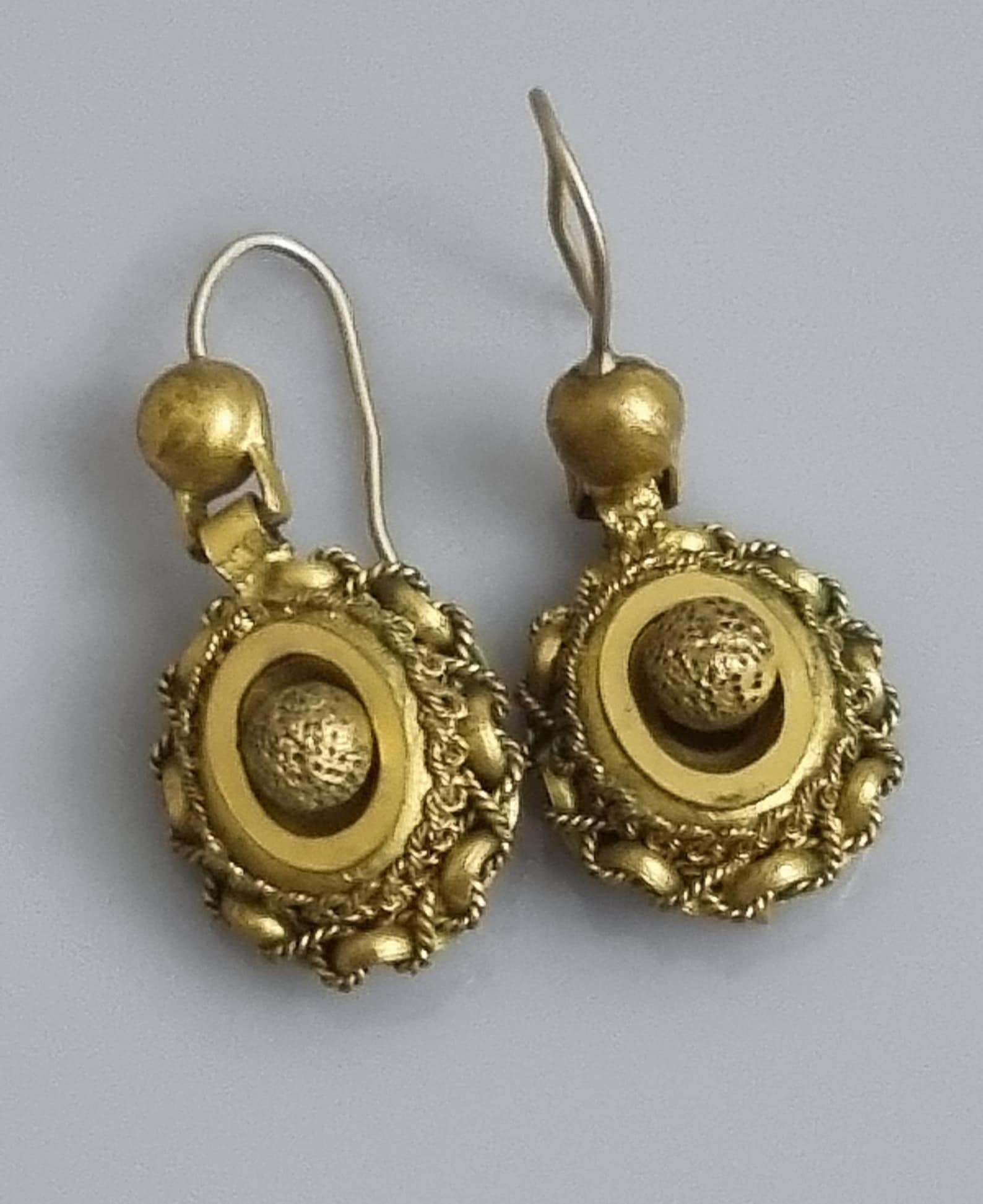 Antique Etruscan Revival Gold Gilt Pinchbeck Beautiful Drop Earrings ...