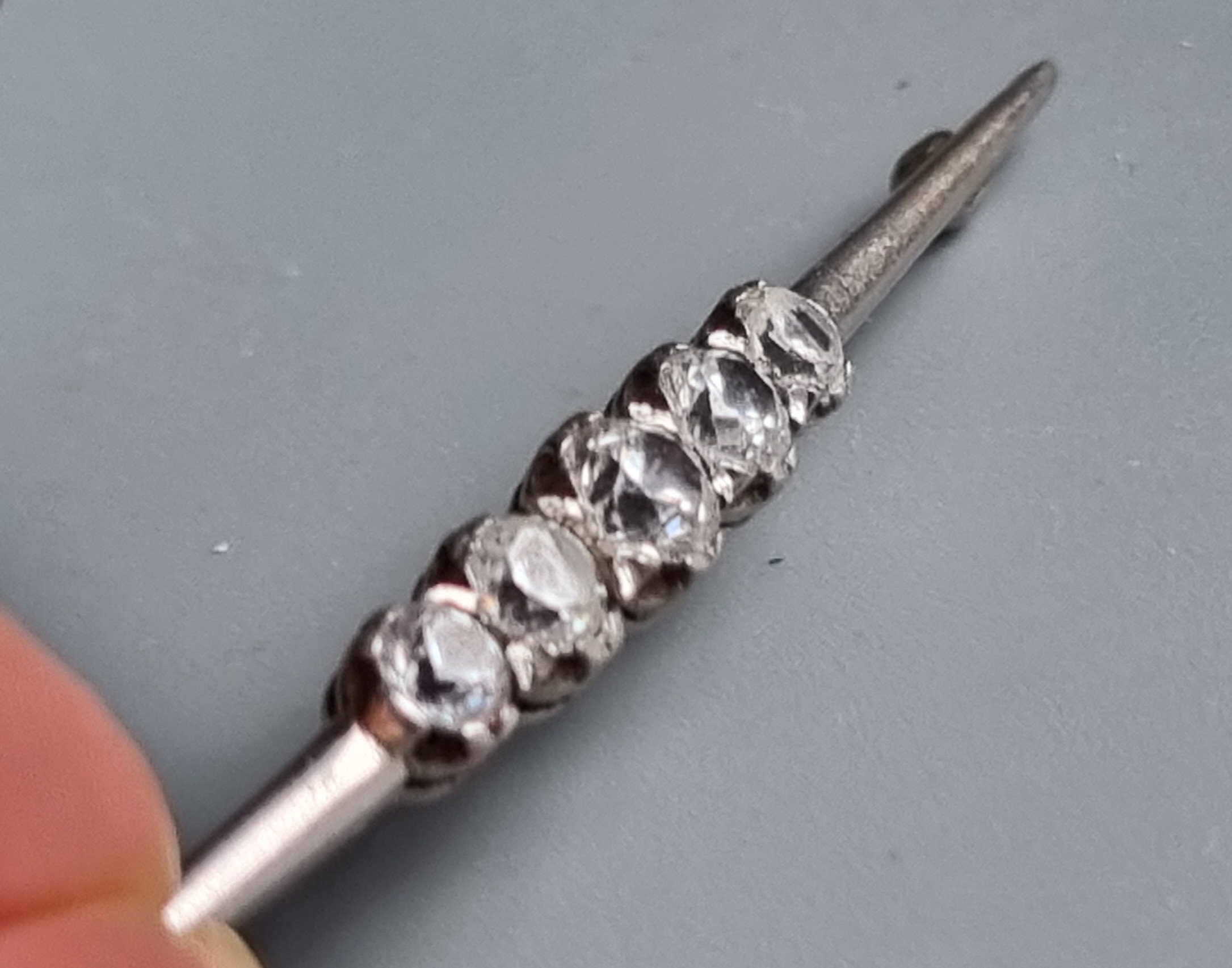 Vintage Sterling Silver and Diamond Paste 7cm Long Brooch Stamped '925 ...