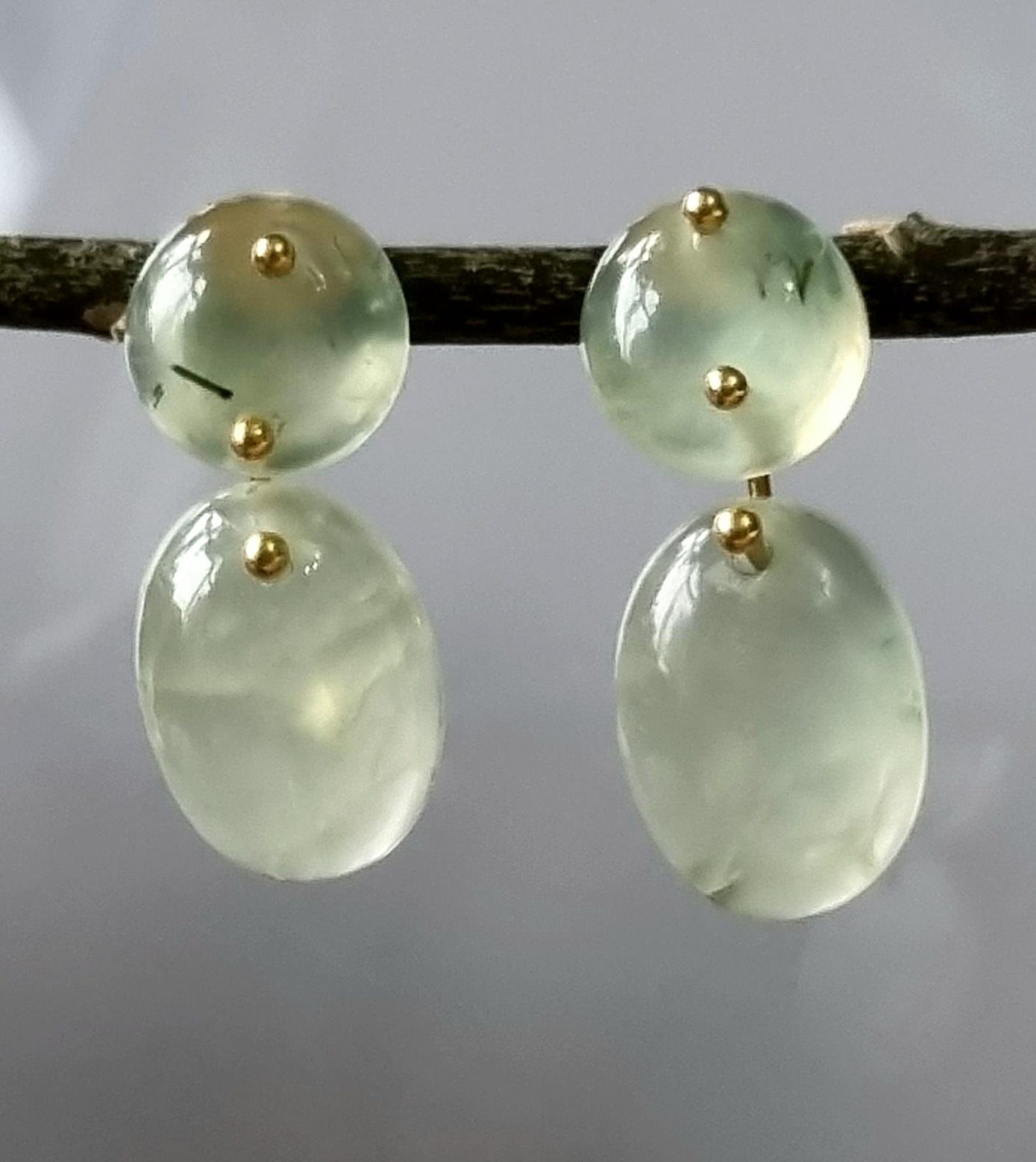 JUICY JELLY GEMS Green Amethyst (prasiolite) Cabochons Double Drop ...