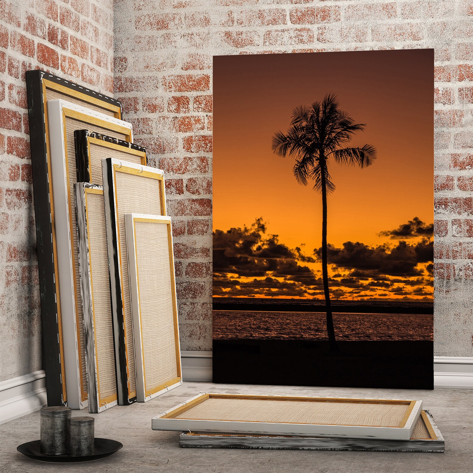 Canvas Art of Coconut Palm Tree Palm Tree at Sunset Wall Home - Etsy