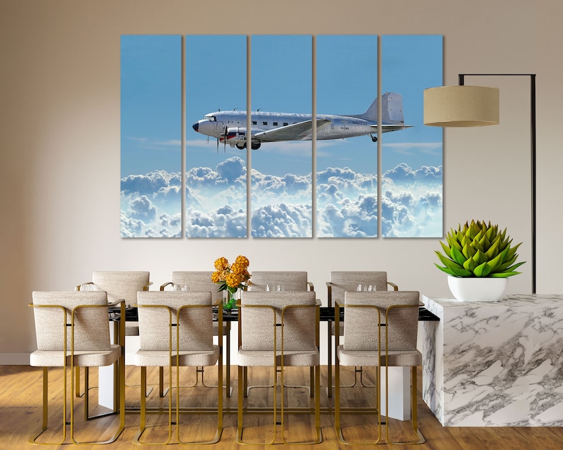 Canvas Set of Airplane, Aircraft Cool Canvas Art, Plane in Clouds Art ...