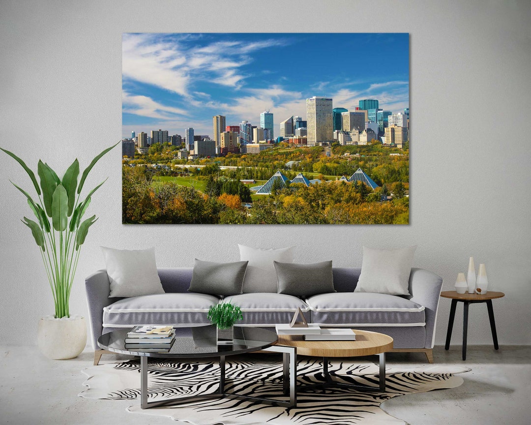 Edmonton Contemporary Canvas Wall Art, Canada Large Canvas Set Decor ...