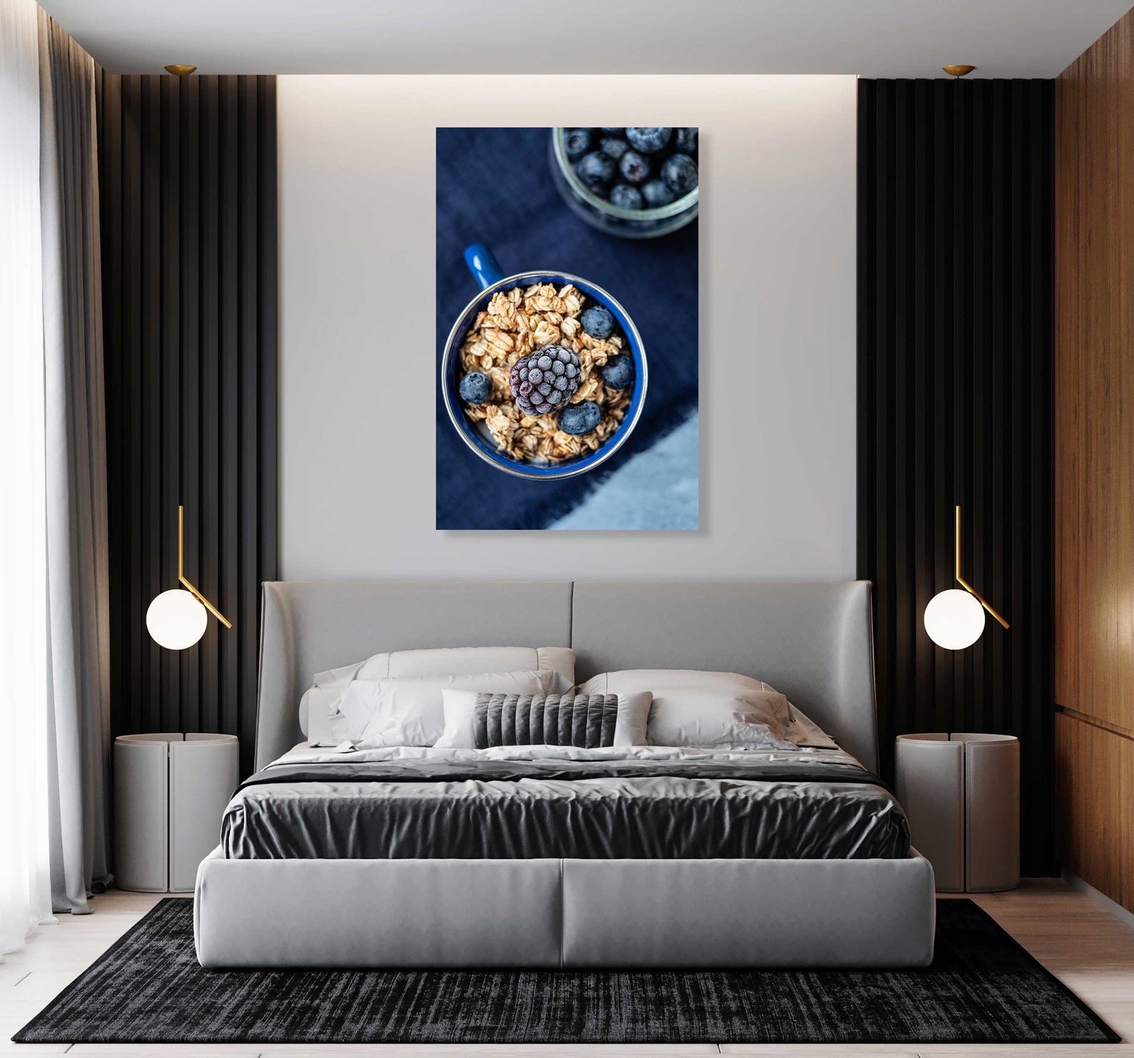 Granola With Berries Wall Art Decor for Kitchen Room, Canvas Prints for ...