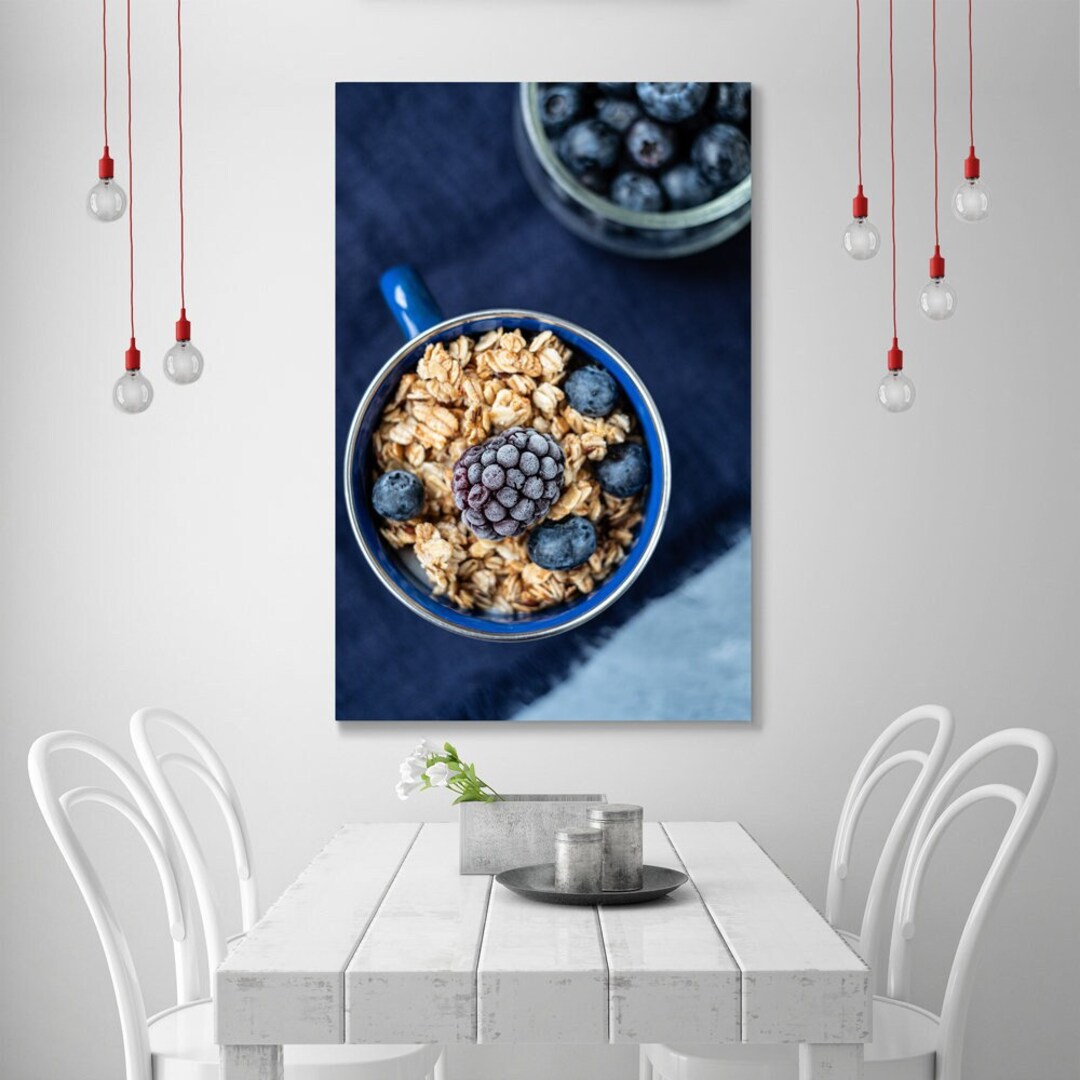 Granola With Berries Wall Art Decor for Kitchen Room, Canvas Prints for ...