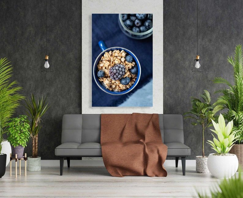 Granola With Berries Wall Art Decor for Kitchen Room, Canvas Prints for ...