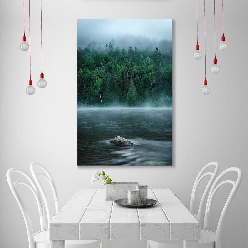Canvas art Foggy Forest and River | Etsy